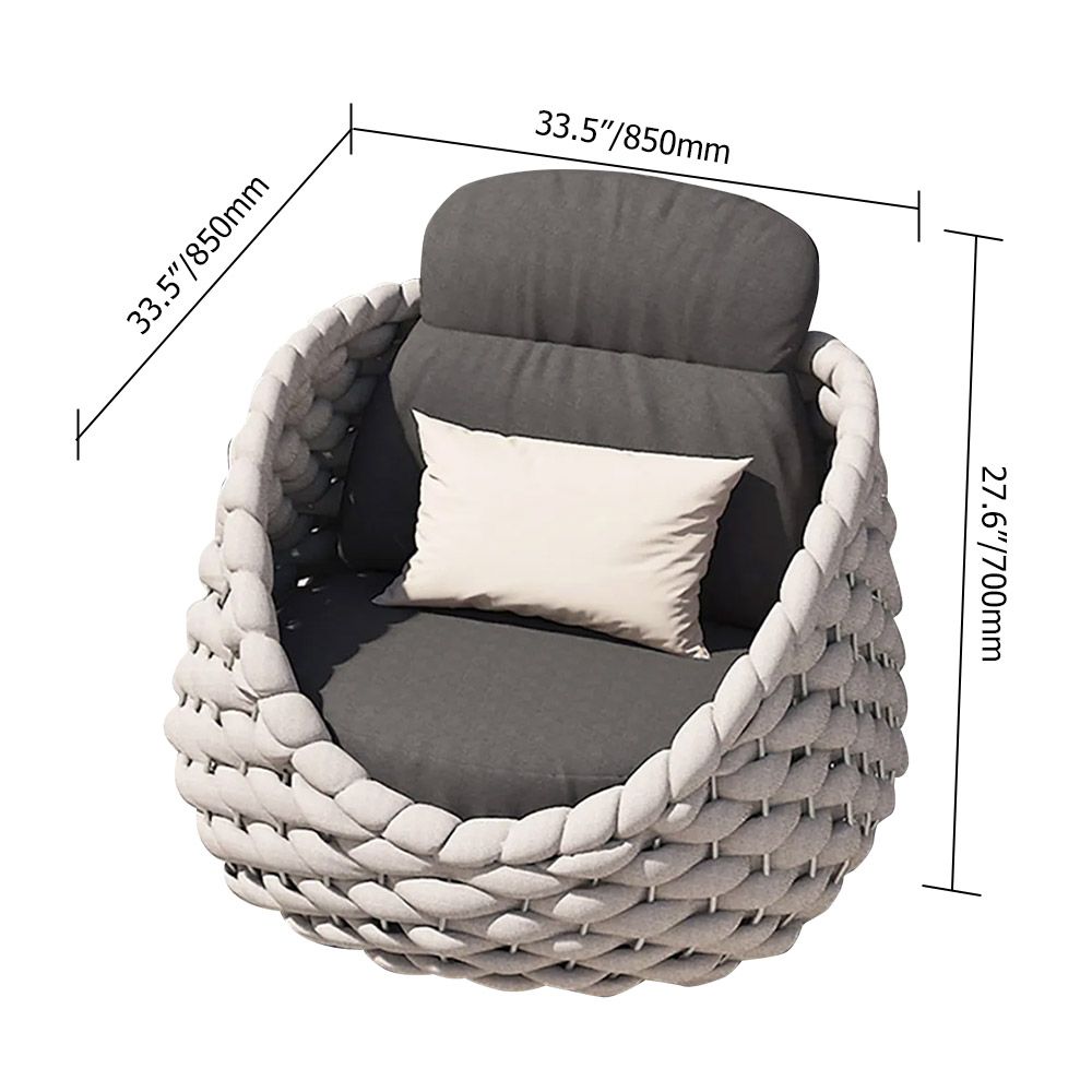 Textilene Rope Woven Outdoor Accent Chair with Removable Cushion