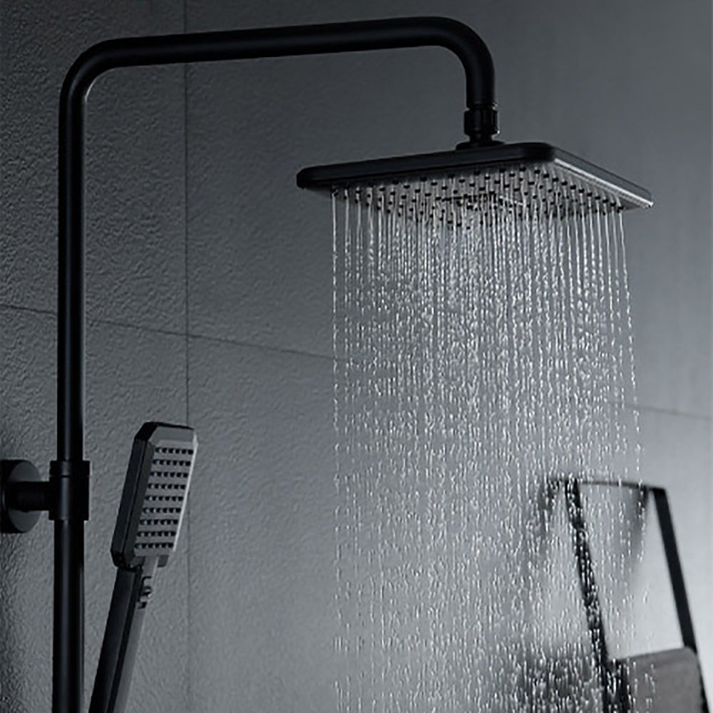 Exposed Rainfall Shower Fixture With Handheld Shower And Tub Spout In