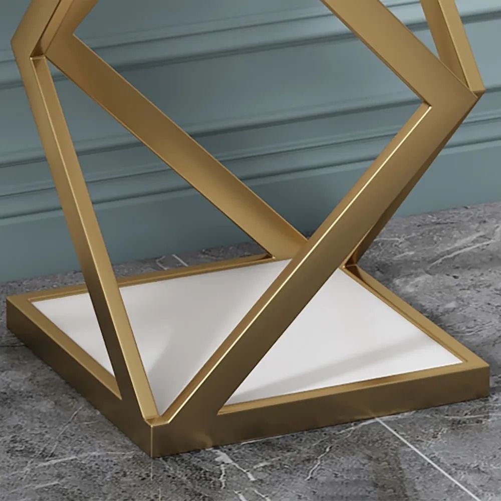 White Plant Stand 2-Shelf Gold Plant Pot Stand for Indoor in Medium