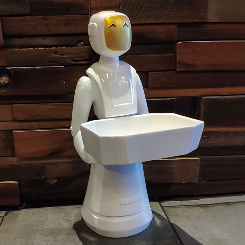 Modern Cool Robot Desk Organizer in White