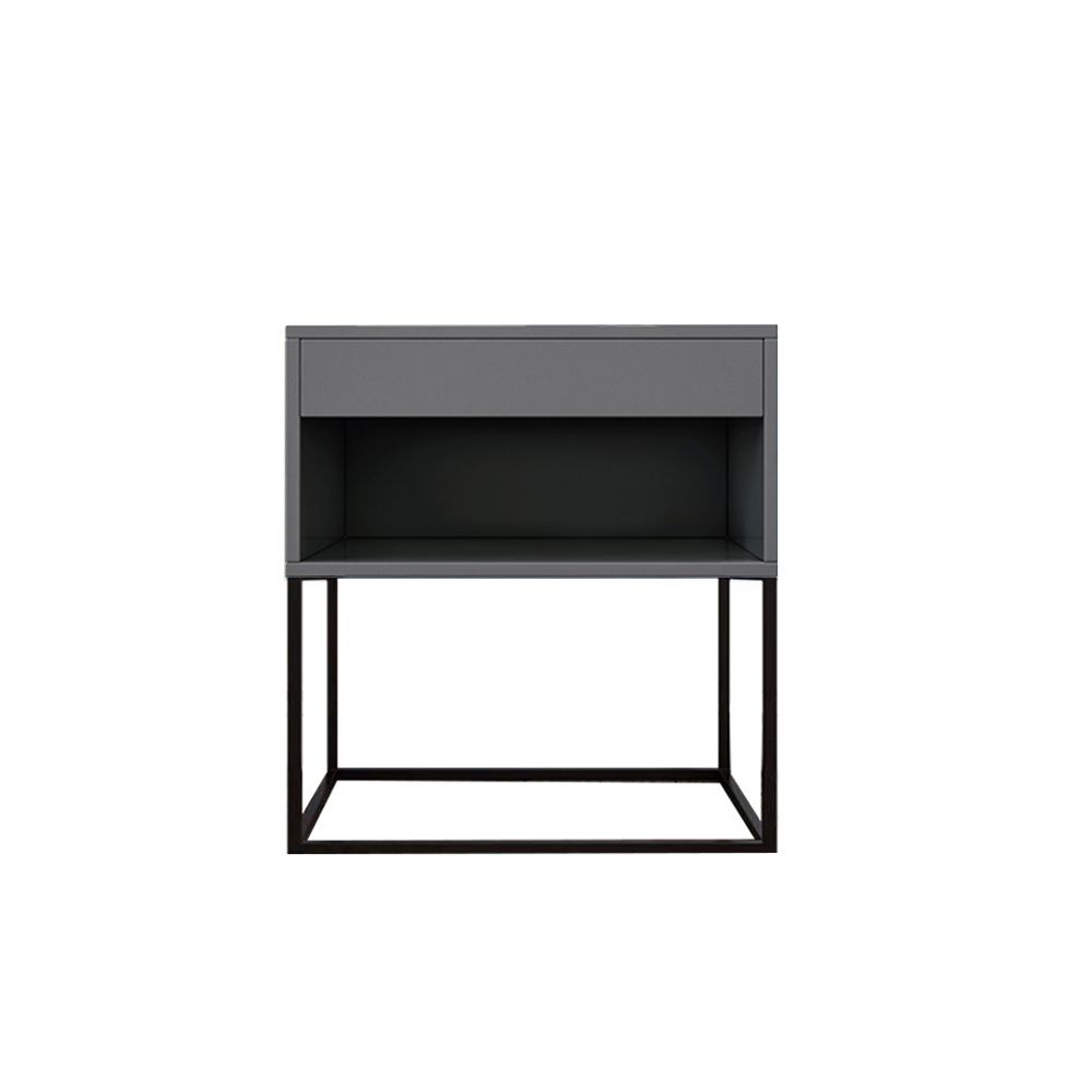 Gray Bedroom Nightstand with Drawer Bedside Table Metal Base