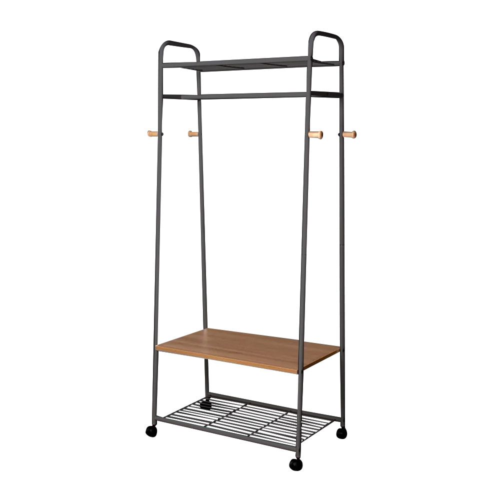 Black Clothing Rack with 3-Shelf and Hanging
