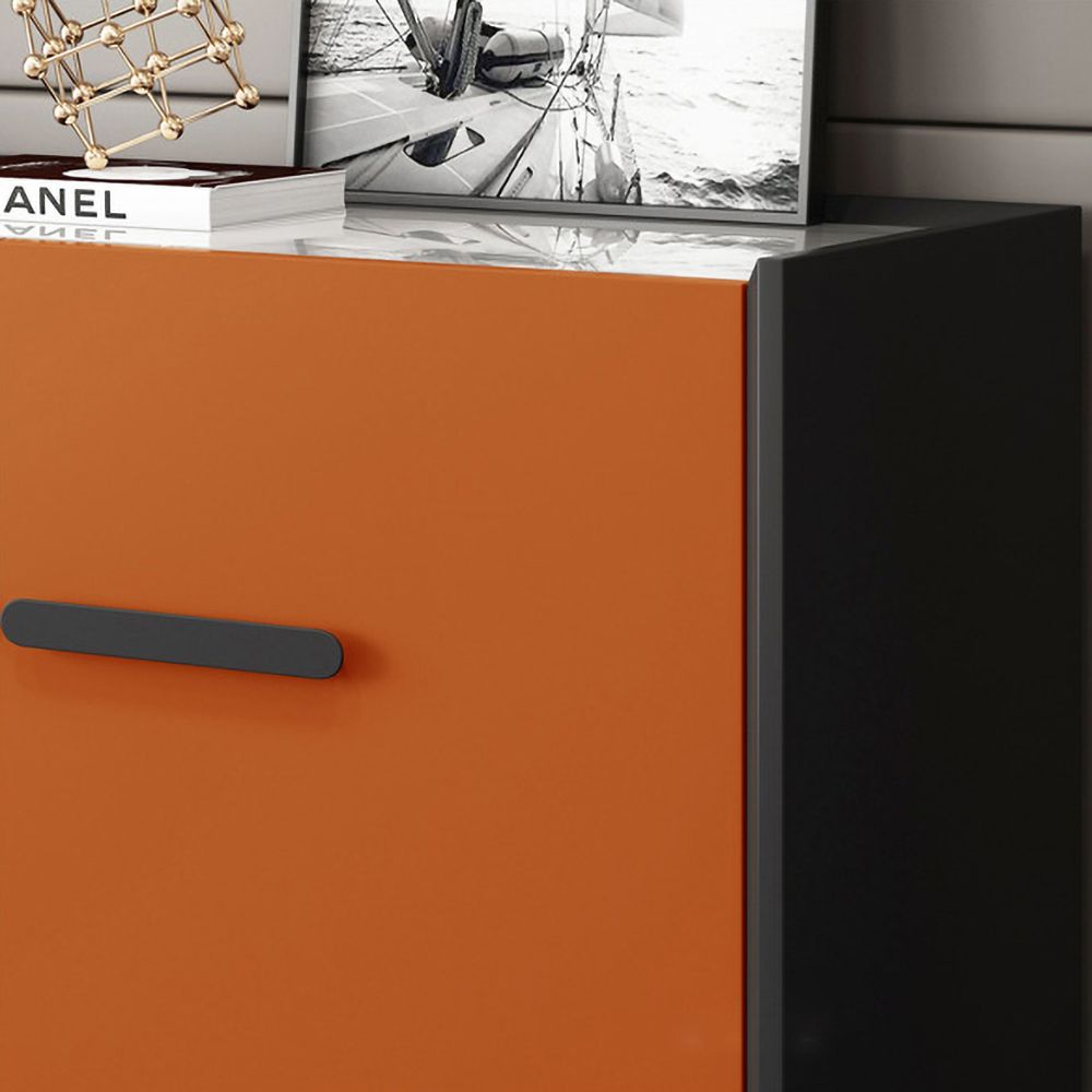 1800mm Orange Modern Sideboard Buffet with Stone Top 3 Drawers and 2 ...