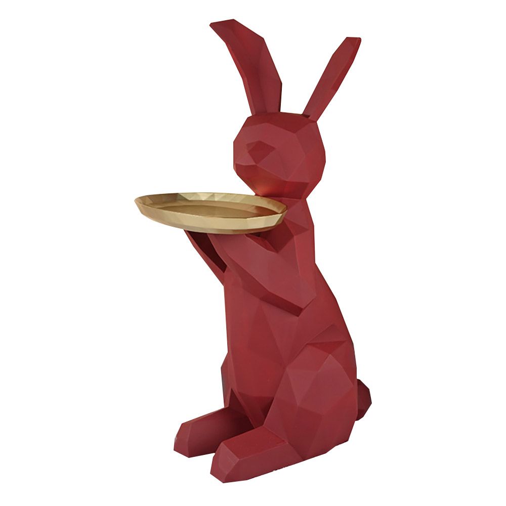 Modern Red End Table Decor Rabbit Side Table with Tray Top