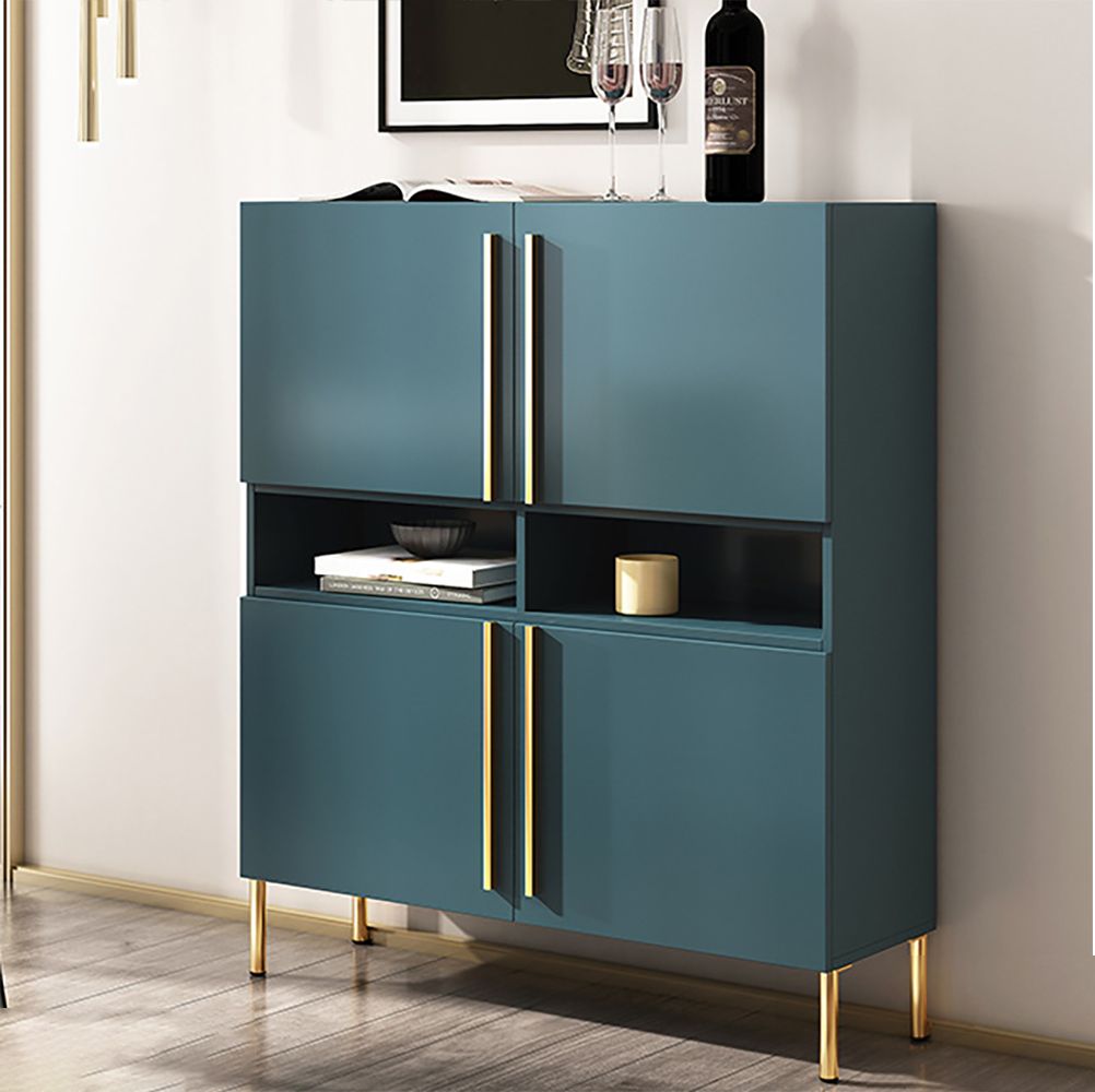 Modern Green Sideboard Buffet with 4 Doors & 4 Drawers in Gold