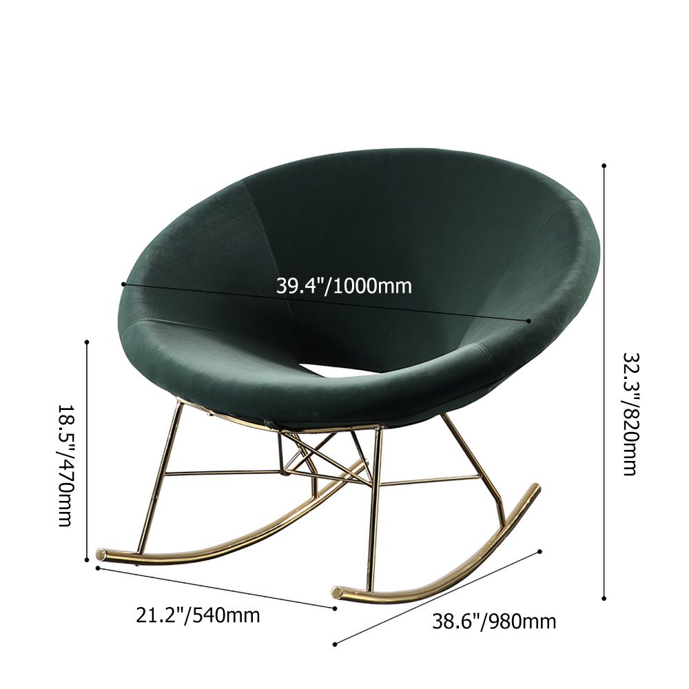 Pink Velvet Rocking Chair Round Egg Chair with Metal Legs in Gold