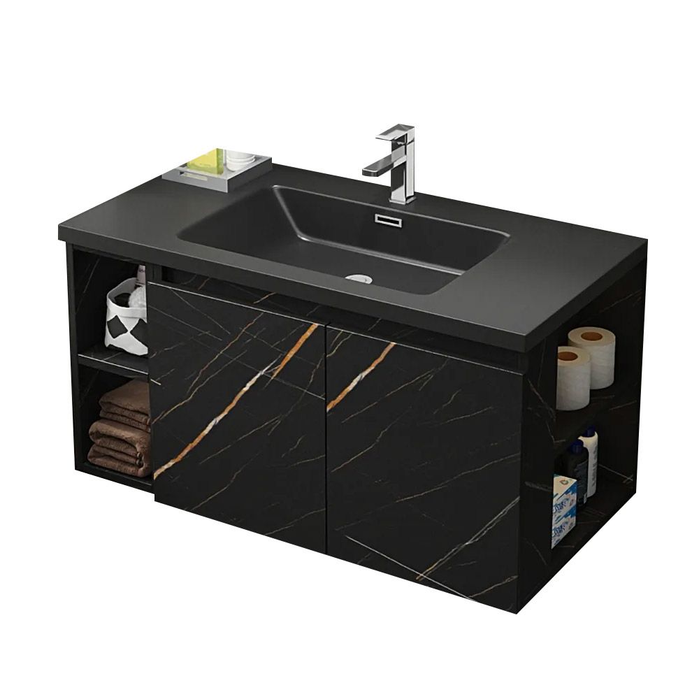 700mm Faux Marble Wall-Hung Bathroom Vanity with Top Stone Slate ...