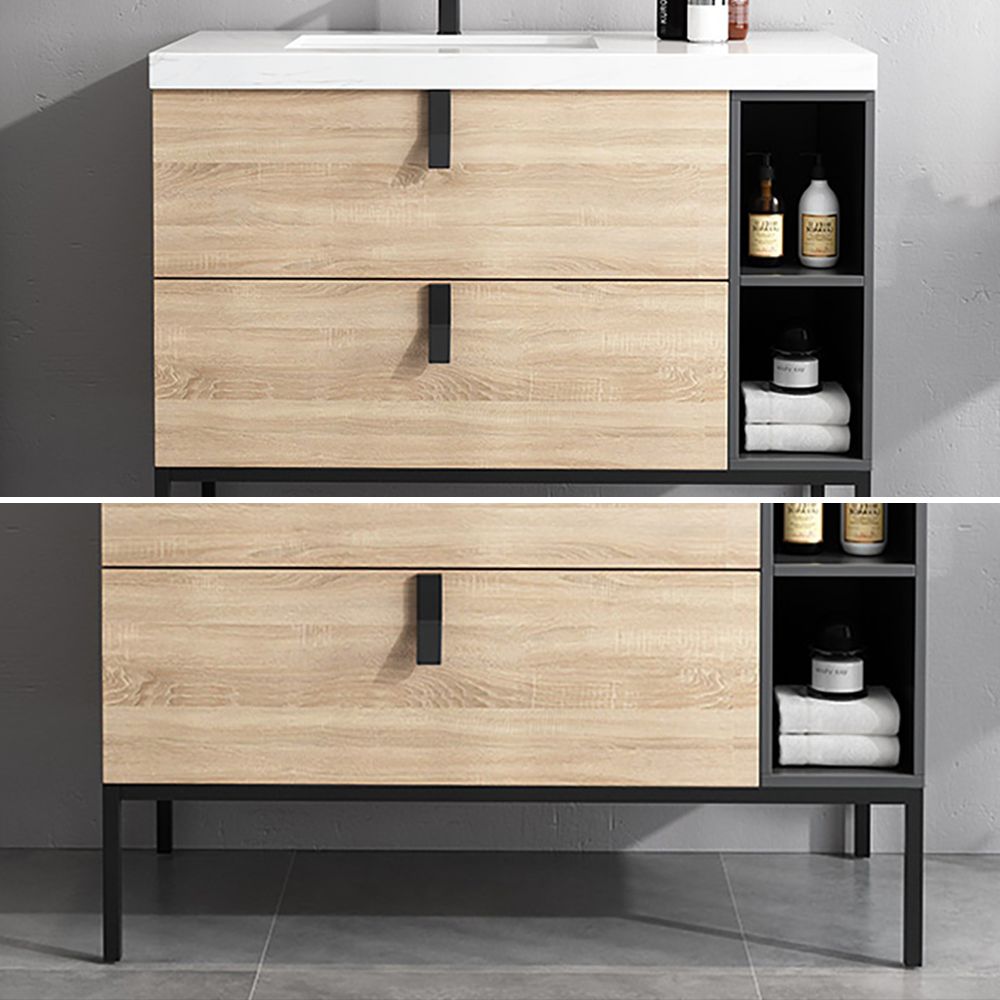 Free-Standing Natural Bathroom Vanity Stone Top Undermount with Storage