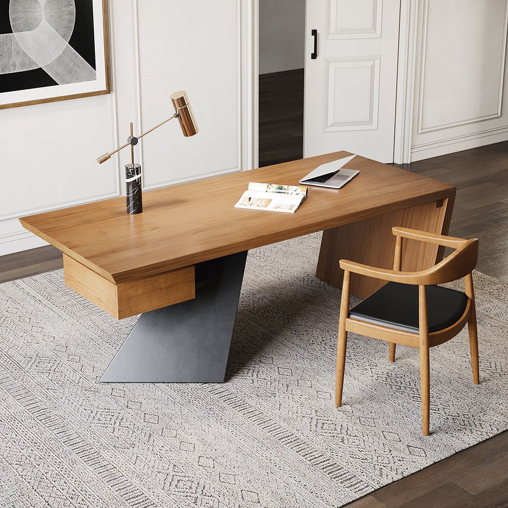 55" Solid Wood Office Desk Modern Industrial Writing Desk with One ...