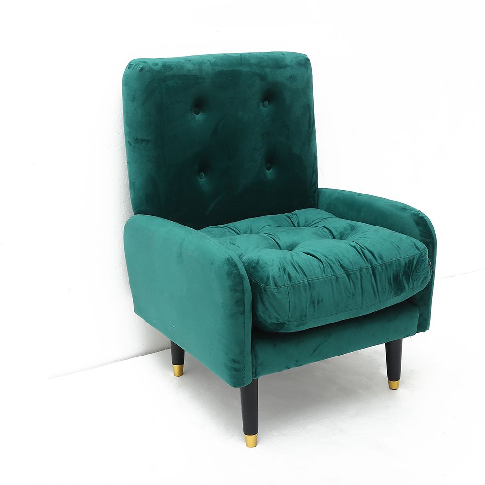 Green Velvet Upholstered Lounge Chair with Ottoman Botton Tufted and ...