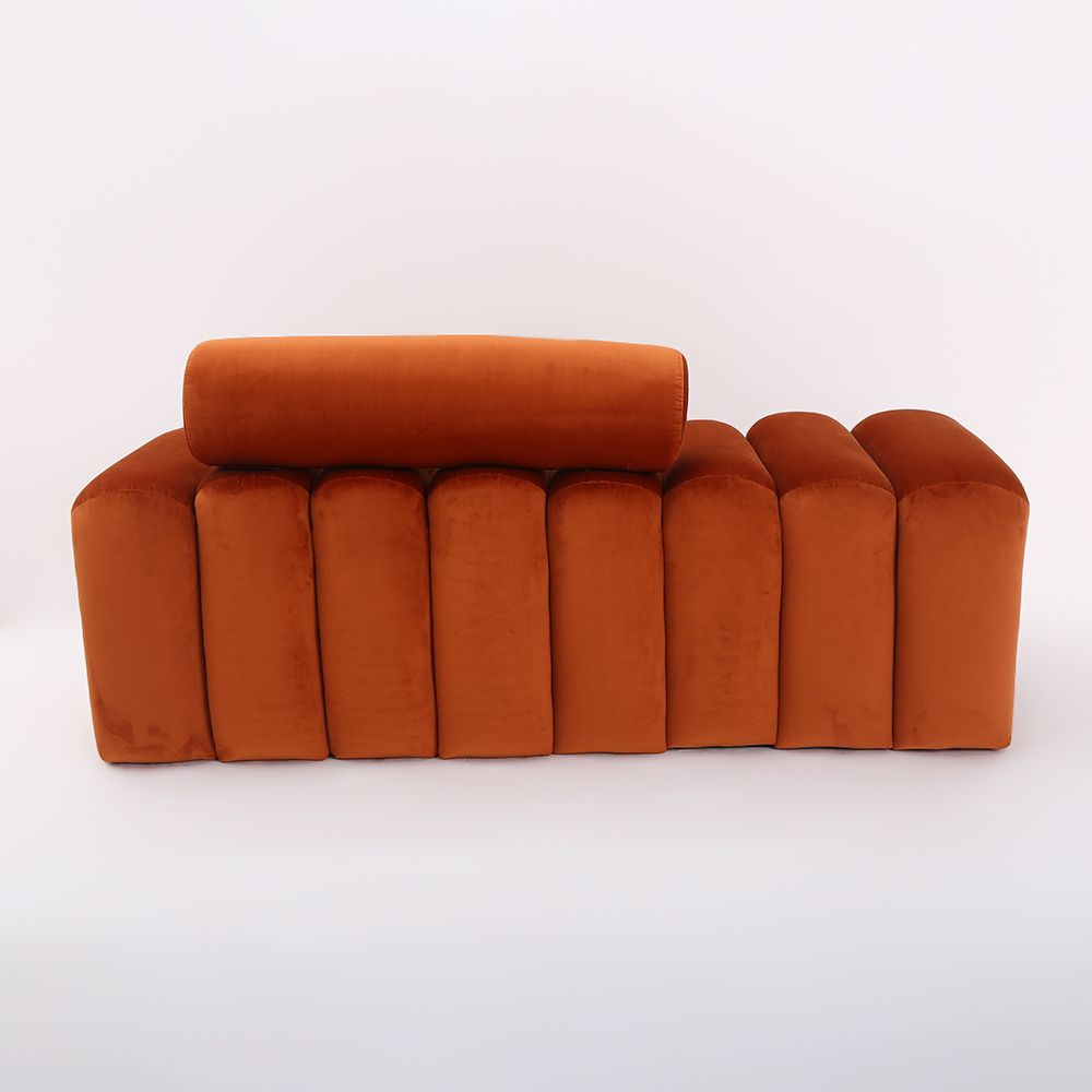 Modern Line Tufted Bench Upholstered Bench with Round Back Bronze