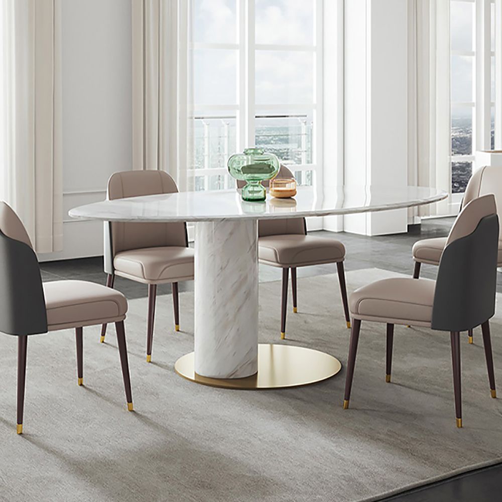 70 9 Oval Marble Top Pedestal Dining Table