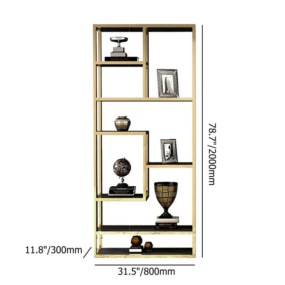 Luxury Display Geometric Bookshelf in Gold & Black