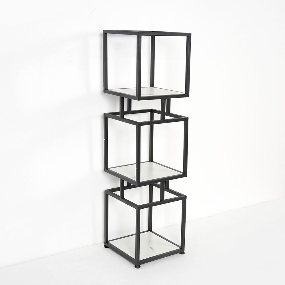 1100mm Narrow Black Shelf Metal Tower Display Shelf Cube Bookcase