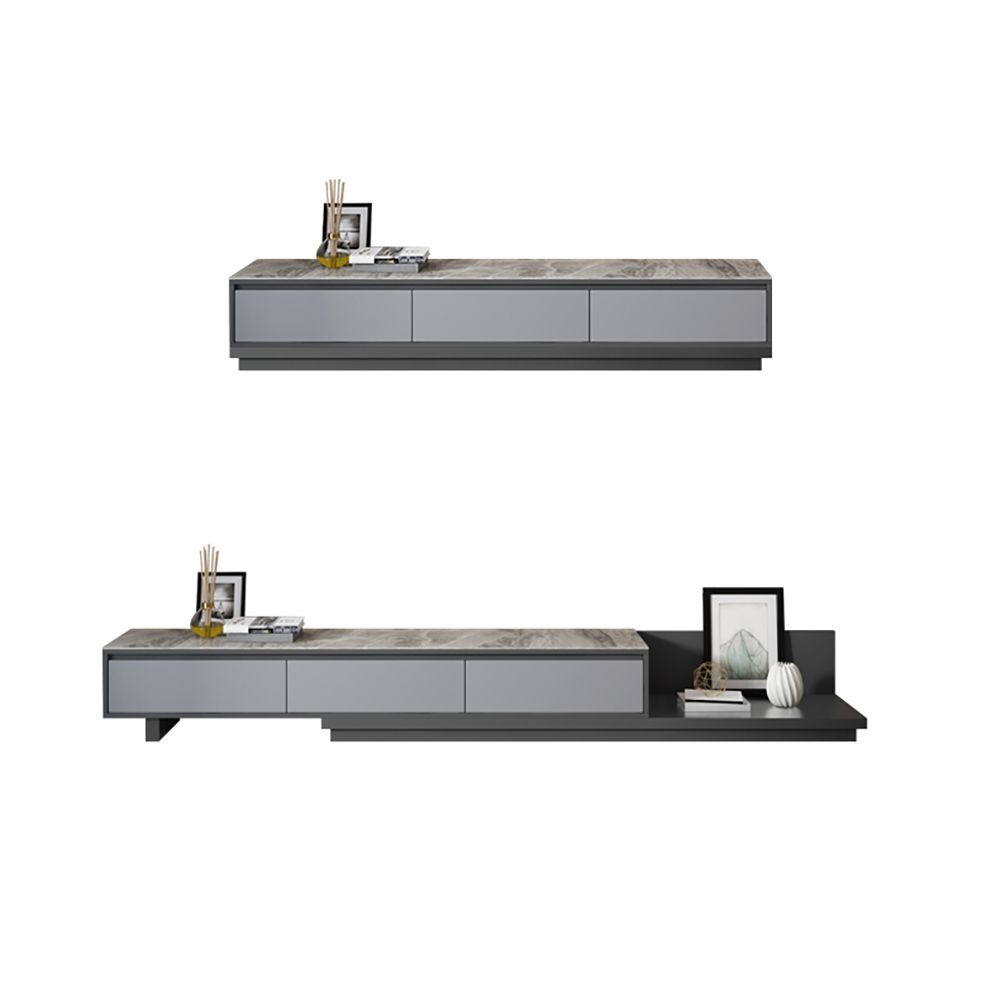 Modern Extendable Stone Top TV Stand with 3 Drawers