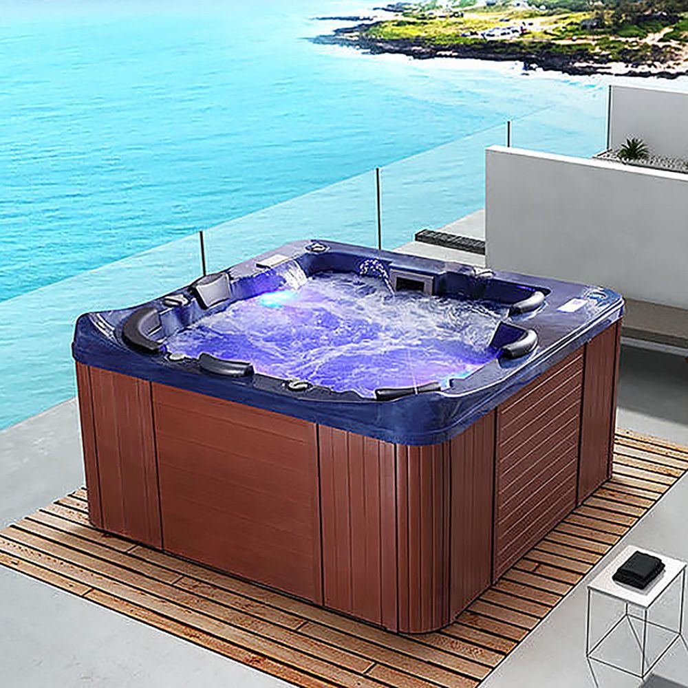 827 Square Acrylic Outdoor Spa Massage Tub 6 Person 67 Jet