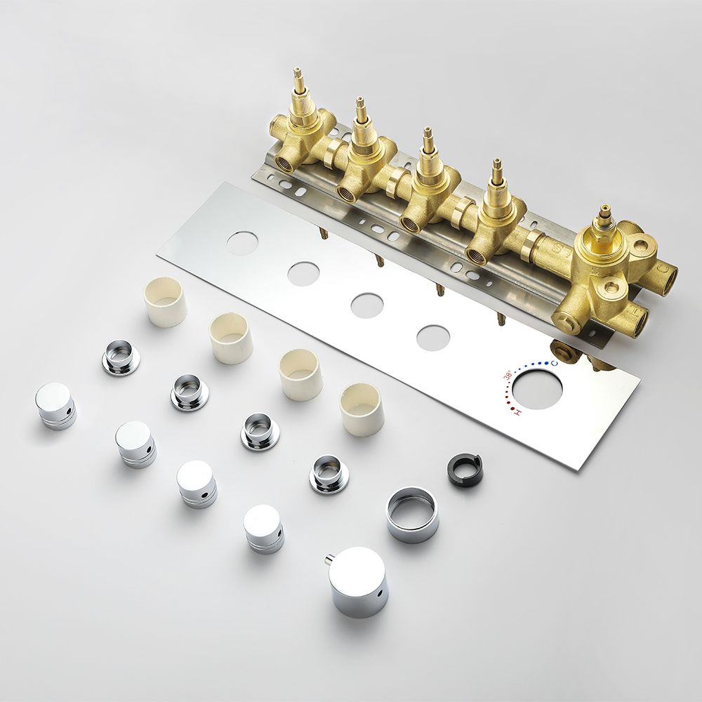 Thermostatic 4-Function Solid Brass Vertical Shower Valve with Trims in ...