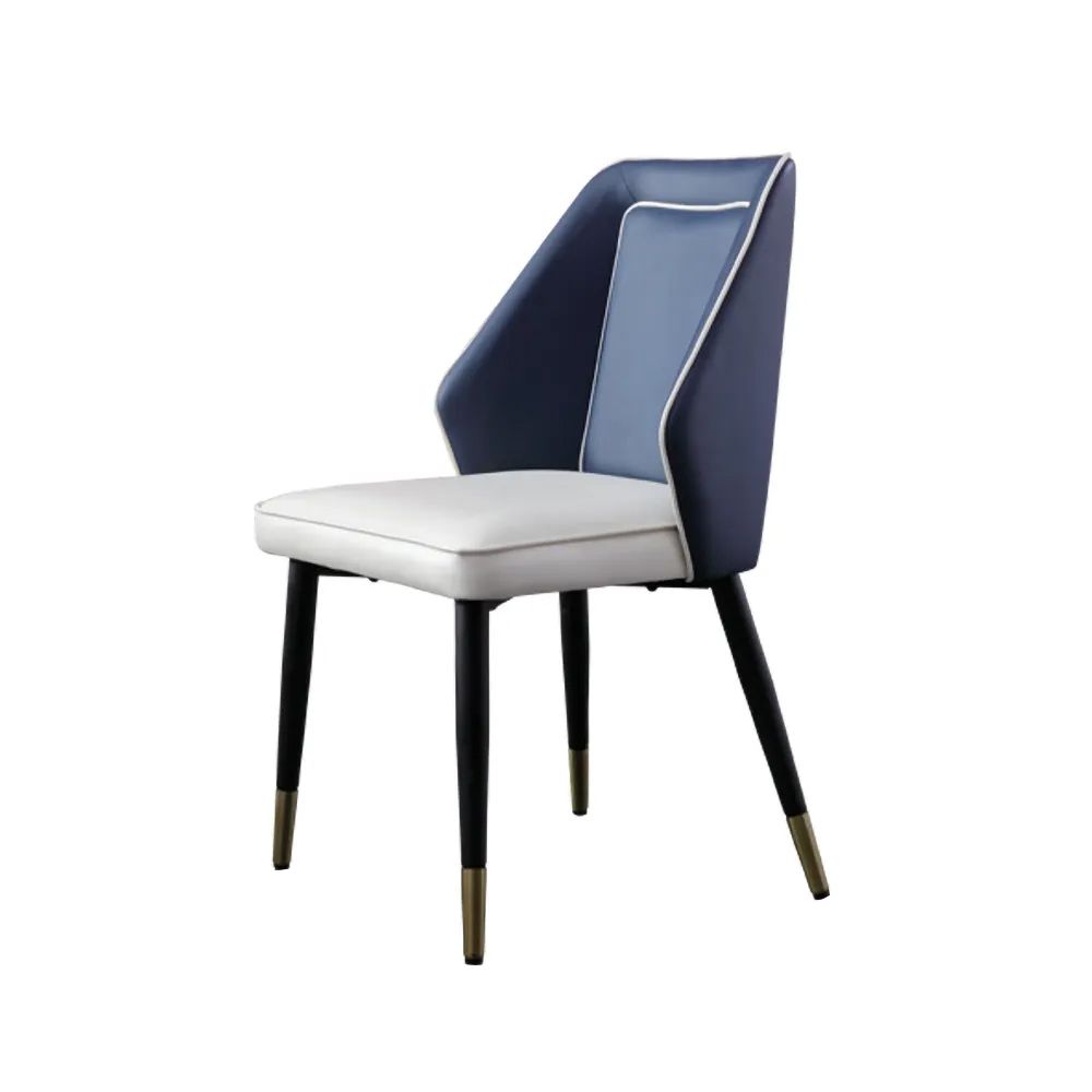 Blue Upholstered Dining Chair Set of 2 PU Leather Chair