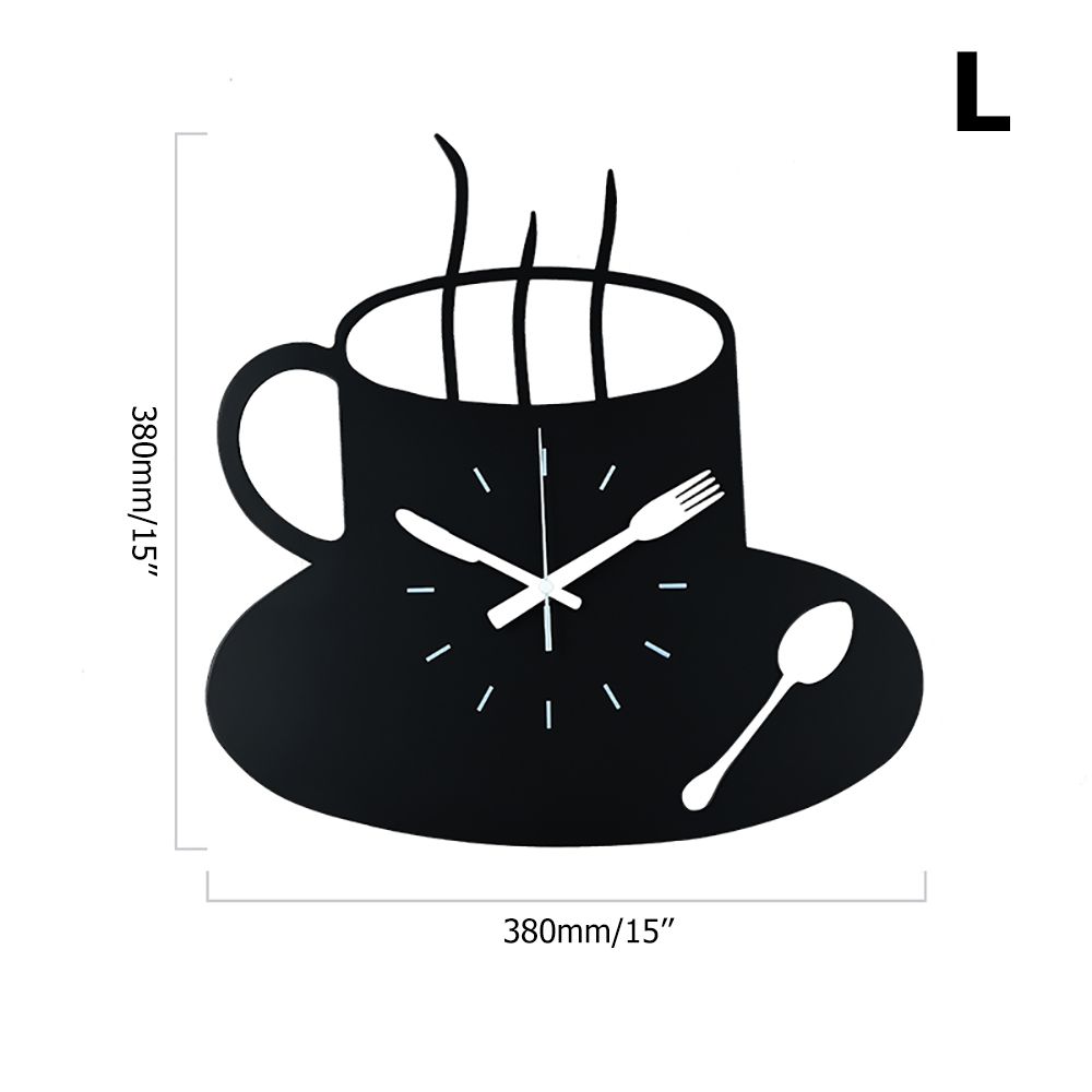 Creative Coffee Cup Metal Wall Clock with Hollow-out Clock Face
