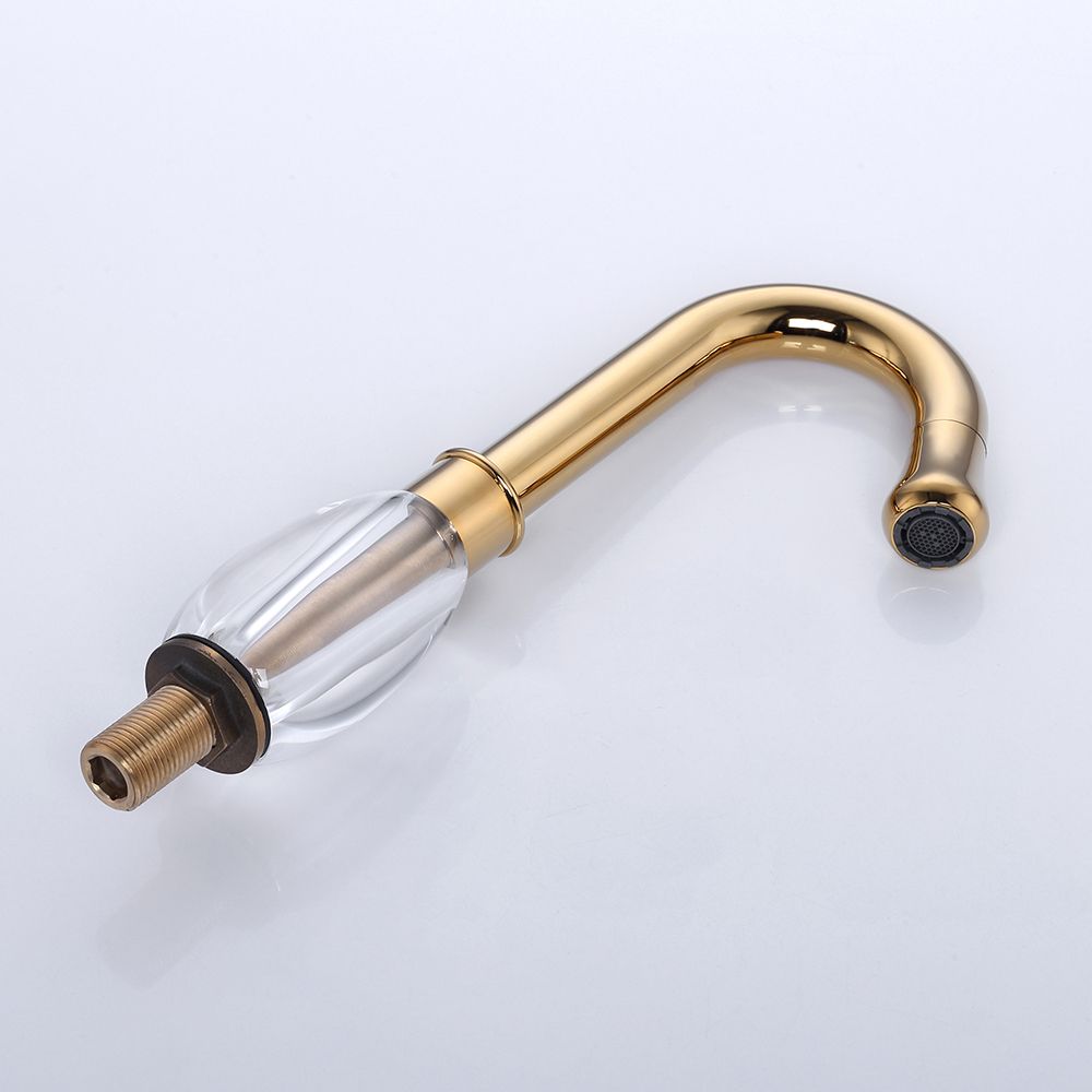 Gold Bathroom Widespread Sink Faucet Double Crystal Handle Solid Brass