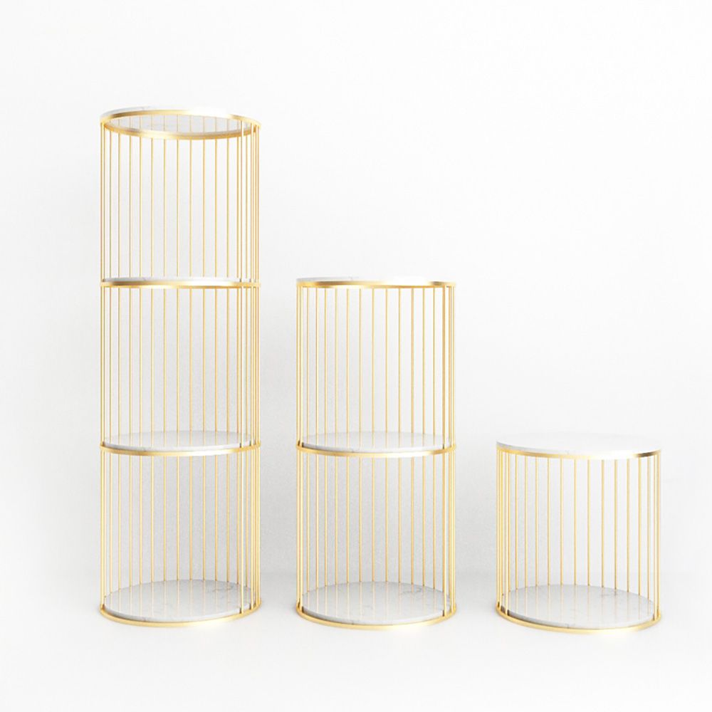 4-Tier Nordic Round Metal Shelves Indoors Corner Display Shelf