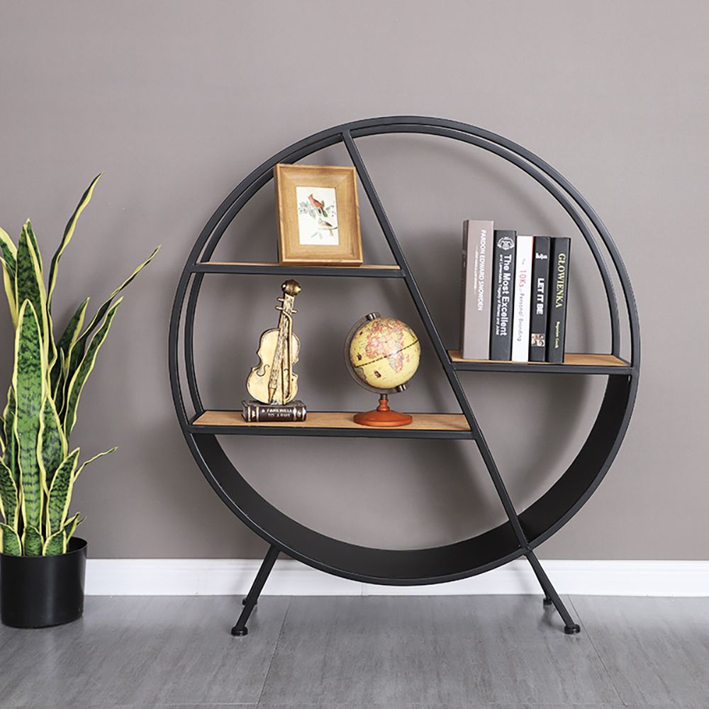 3-Tier Retro Round Shelves Standing Storage Shelf Bookcase