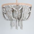Regas Vintage Style 4-Light White Frame & Rustic Round Wood Beads Semi ...