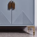 Modern Shoe Cabinet Blue Shoe Storage with Doors and Shelves Gold ...
