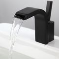 Waterfall Spout Single Joystick Handle Bathroom Sink Faucet in Matte ...