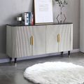 Modern Silver Sideboard Buffet With Doors&Shelves Kitchen Cabinet Gold ...
