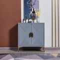 Modern Shoe Cabinet Blue Shoe Storage with Doors and Shelves Gold ...
