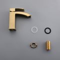 Contemporary Style Brushed Gold Single Hole Deck Mounted Bathroom Sink Faucet-Homary
