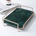 Nordic Metal Octagonal Desk Organizer Storage Marble Tray with Handles ...