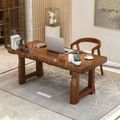 47" Rustic Computer Writing Desk with Drawer Pine Wood Desk-Homary