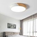 Modern LED Drum Flush Mount Ceiling Light in White Dimmable & Remote Control-Homary