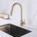 Brushed Gold Touch Kitchen Tap Stainless Steel Pull Out Spray Single ...
