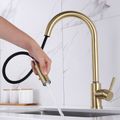 Brushed Gold Touch Kitchen Tap Stainless Steel Pull Out Spray Single ...