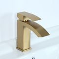 Contemporary Style Brushed Gold Single Hole Deck Mounted Bathroom Sink Faucet-Homary