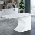 55.1" Modern White Rectangular Office Desk with Drawers-Homary