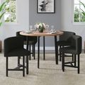 40" Round Wooden Small Nesting Dining Table Set for 4 Gray Upholstered ...