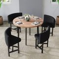 40" Round Wooden Small Nesting Dining Table Set for 4 Gray Upholstered ...