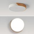 Modern LED Drum Flush Mount Ceiling Light in White Dimmable & Remote Control-Homary