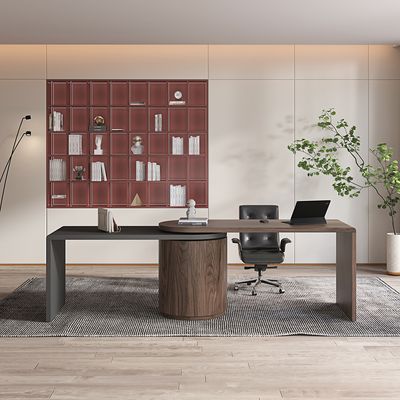 Modern L Shaped Desk in Walnut with 1 Cabinet & 2 Drawers 60 Inch ...