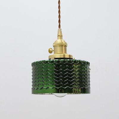 Lámpara colgante de cristal verde moderno y elegante, color verde-Homary