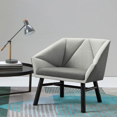 Modern Minimalist Gray Fabric Upholstered Accent Chair Geometric ...