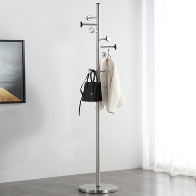74" Modern Stainless Steel 8-Hooks Coat Rack in Silver-Homary