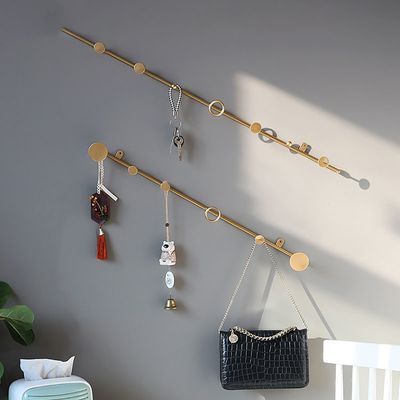 Chic Pipeline Wall Mounted Coat Rack in Metal Set of 2-Gold-Homary