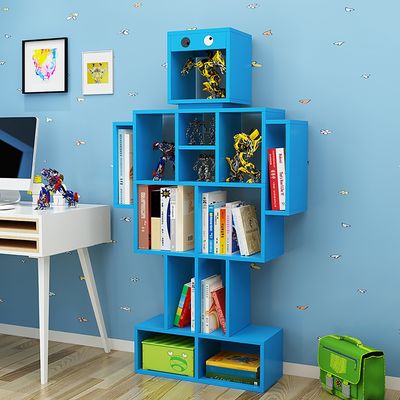 Blue Kids Bookshelf Storage Bookcase Cartoon Design-Homary