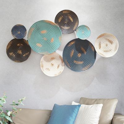 Farmhouse Retro Style Geometric Metal Round Wall Decor-Homary