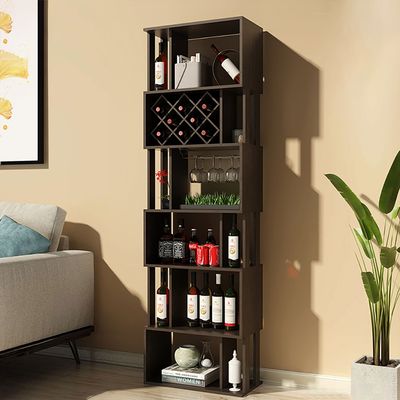 Farmhouse Wine Cabinet Wine Rack Unit for Home Bar 6-Tiered-Homary